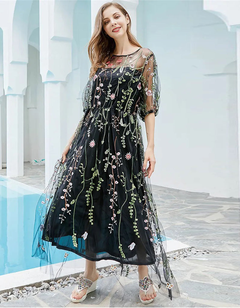 Flowy Floral Dress: Effortless Elegance – Arabic attire