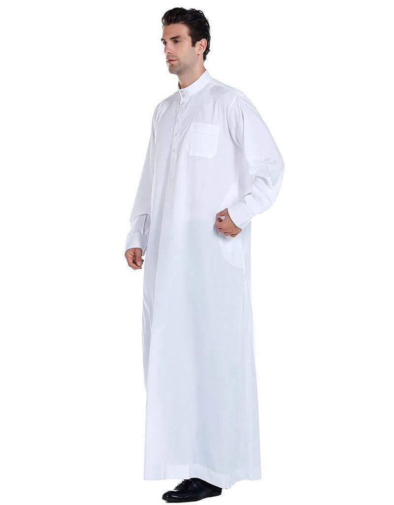 Men's Long Sleeves Crew Neck Islamic Solid Color Thobe – Arabic attire