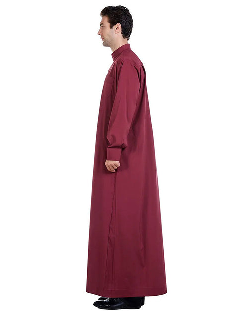 Men's Long Sleeves Crew Neck Islamic Solid Color Thobe – Arabic attire