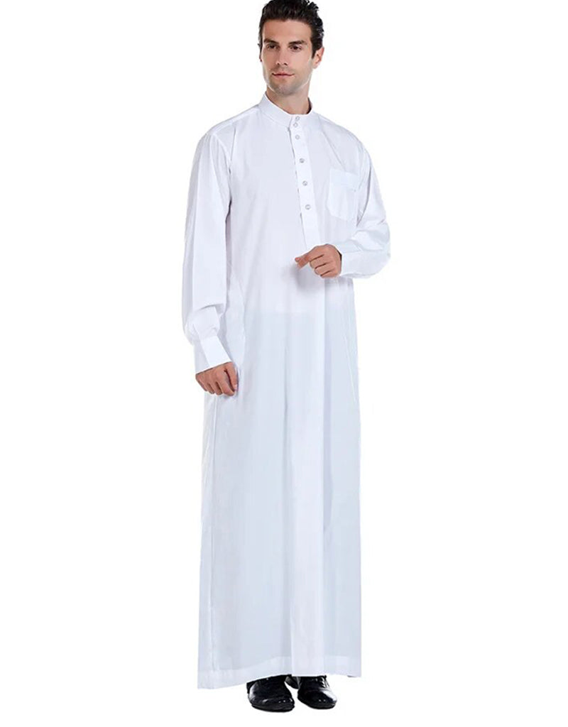 Men's Long Sleeves Crew Neck Islamic Solid Color Thobe – Arabic attire