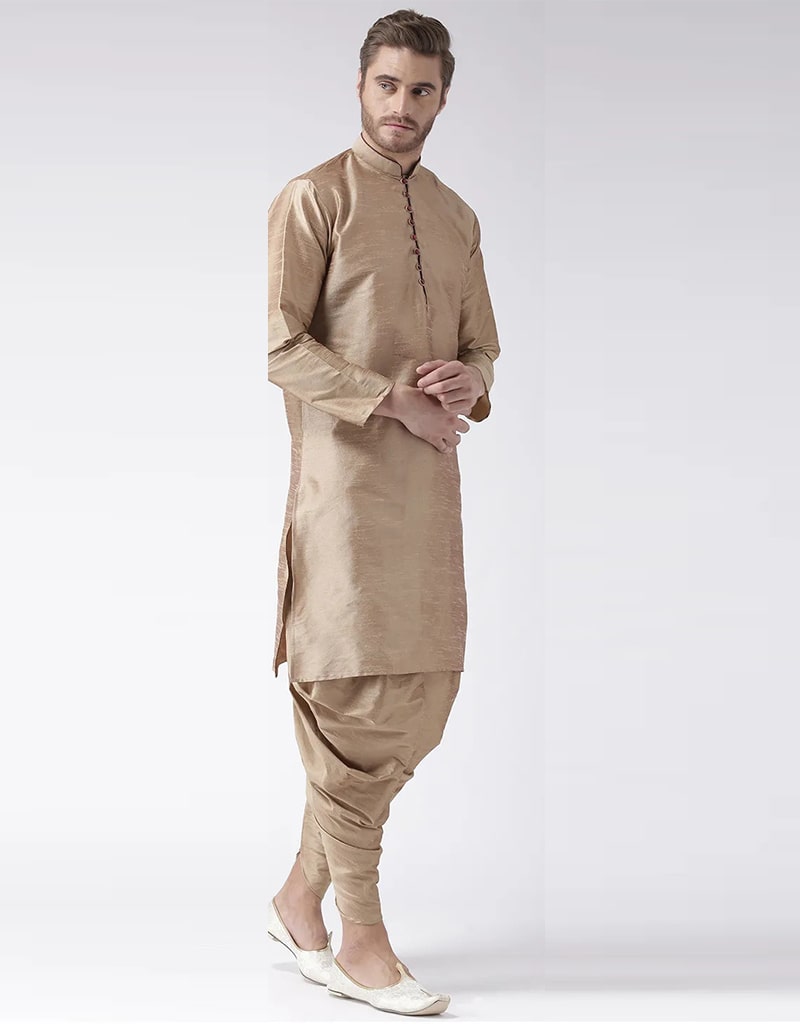 Copper Gold Kurta Art Dupion Dhoti Gold Simple – Arabic attire