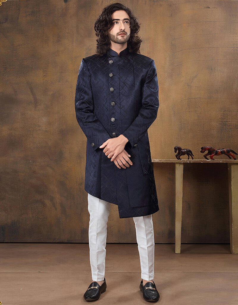 Navy Blue Kurta Imported Dhoti Navy Blue Embroidered – Arabic attire