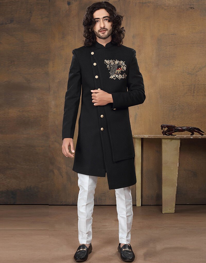 Black Kurta Imported Aligadhi Black Embroidered – Arabic attire