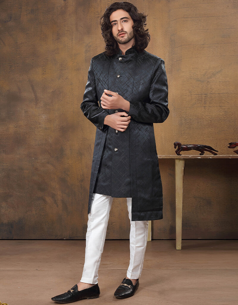 Black Kurta Imported Aligadhi Black Embroidered – Arabic attire