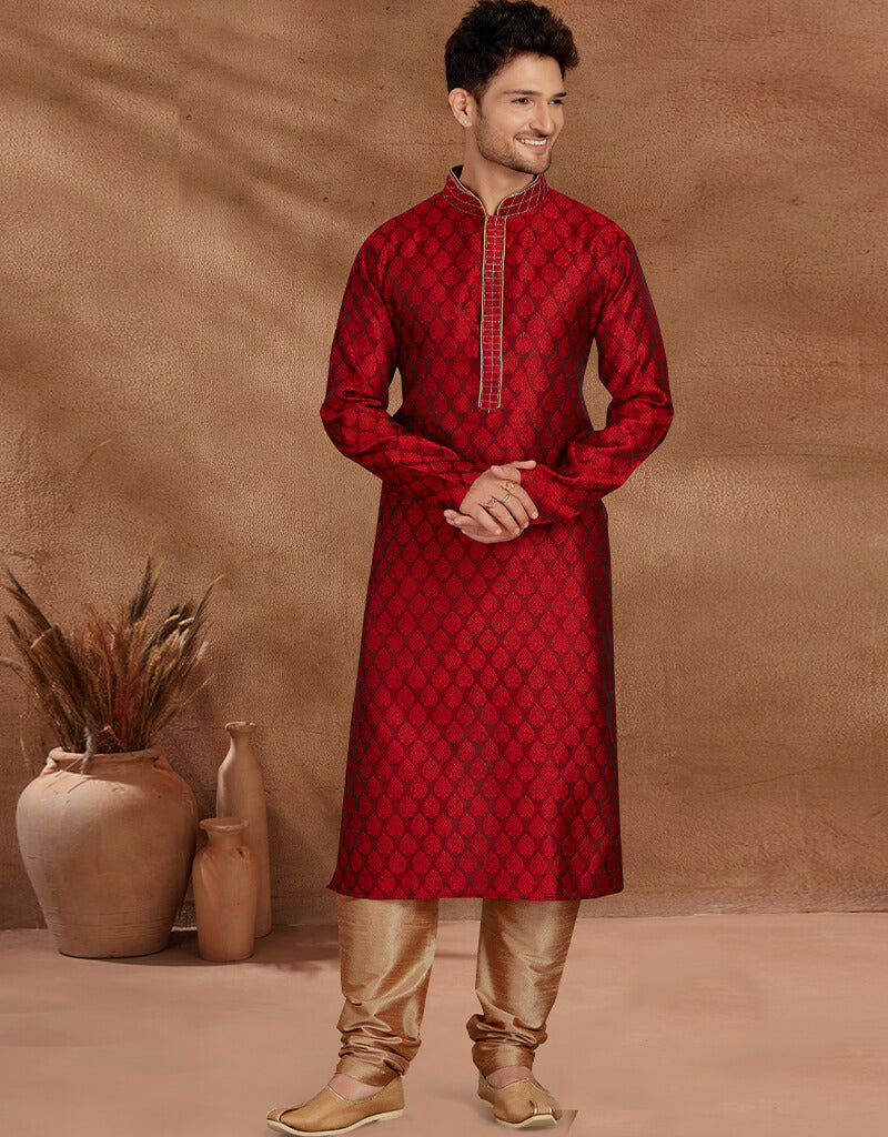 Marron Kurta Jaquard Churidar Marron Printed – Arabic attire