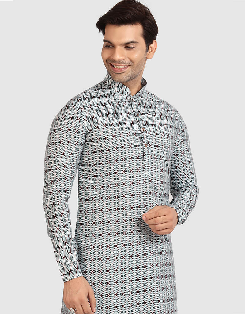 Blue Kurta Cotton Chudidaar Blue Printed – Arabic attire