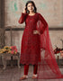 Red Net Pant Suit Green Embroidery Work – Arabic attire