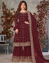 Maroon Fox Georgette Sharara Suit Maroon Embroidery Work – Arabic attire