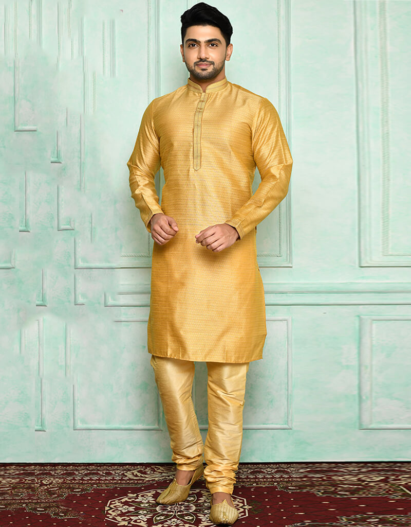 Gold Kurta Brocade Churidar Gold Simple Work – Arabic attire