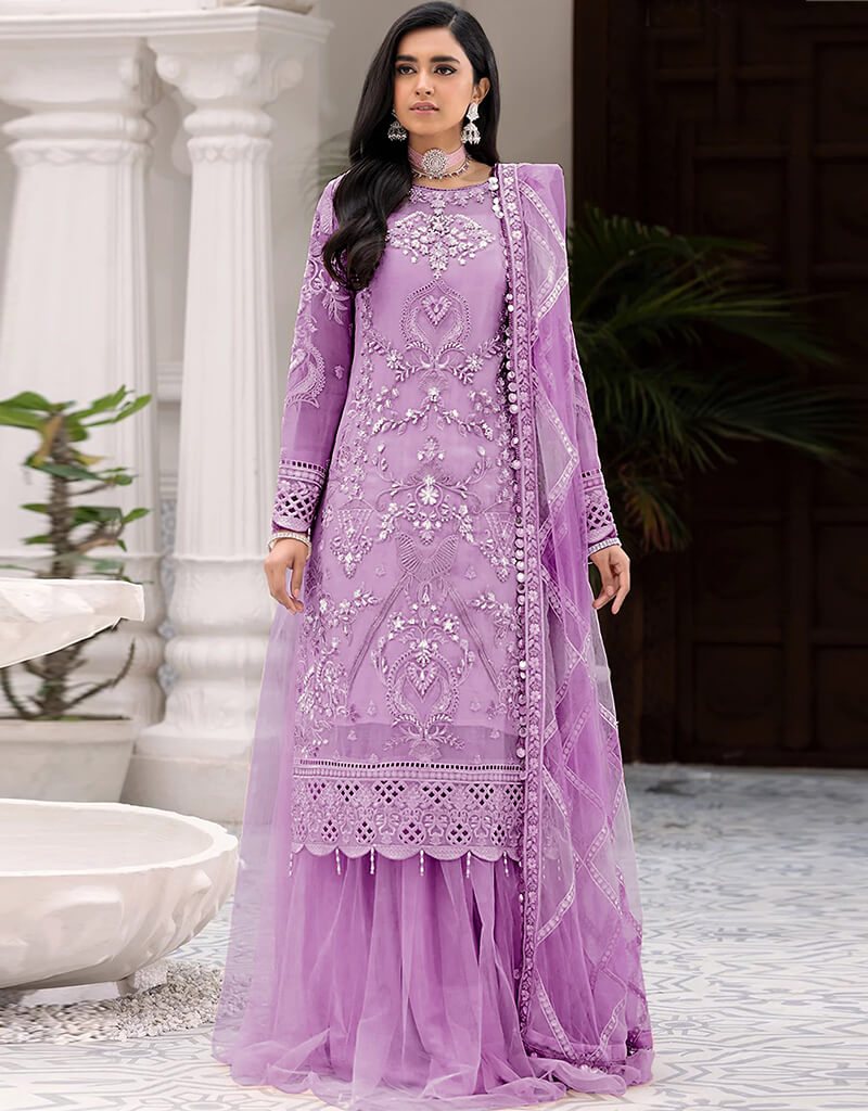 Light Purple Net Lehenga Suit Purple Sequence Embroidery Work With ...