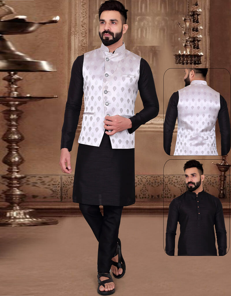 Black Kurta Silk Chudiddar Black Plain – Arabic attire