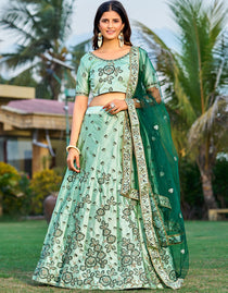 Green Satin Lehenga Choli Green Embroidery Work RT7283-175288 – Arabic ...