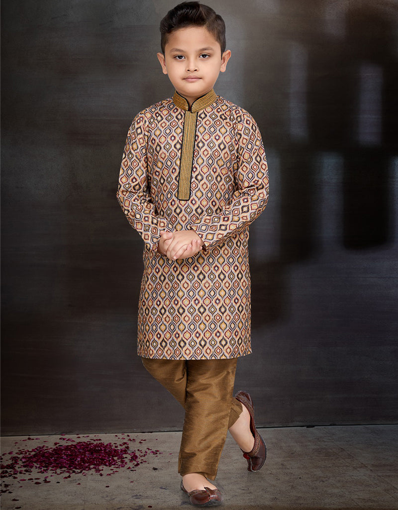 Multi Kurta Pajama Cotton Brown Digital Printed – Arabic attire