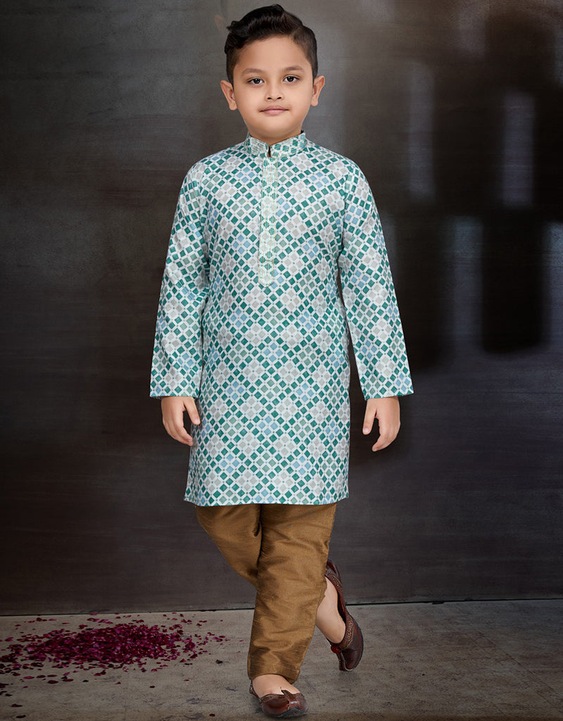 Multi Kurta Pajama Cotton Blue Digital Printed – Arabic attire