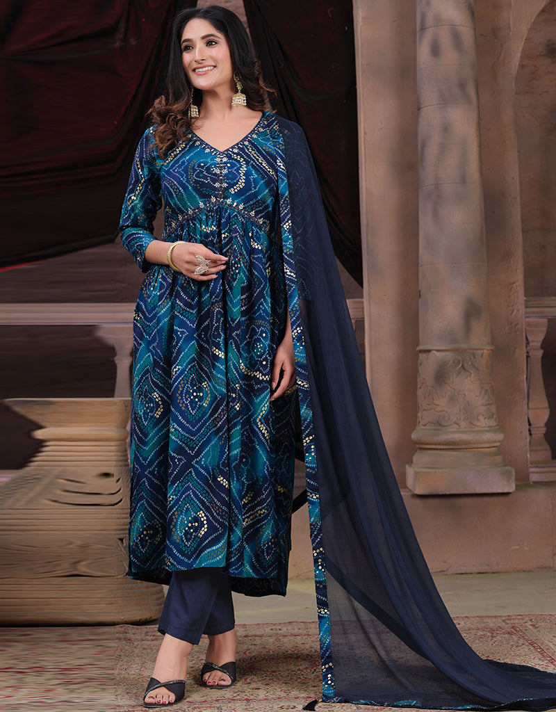 Traditional Function Wear Heavy Readymade Suit Collection Navy Blue ...