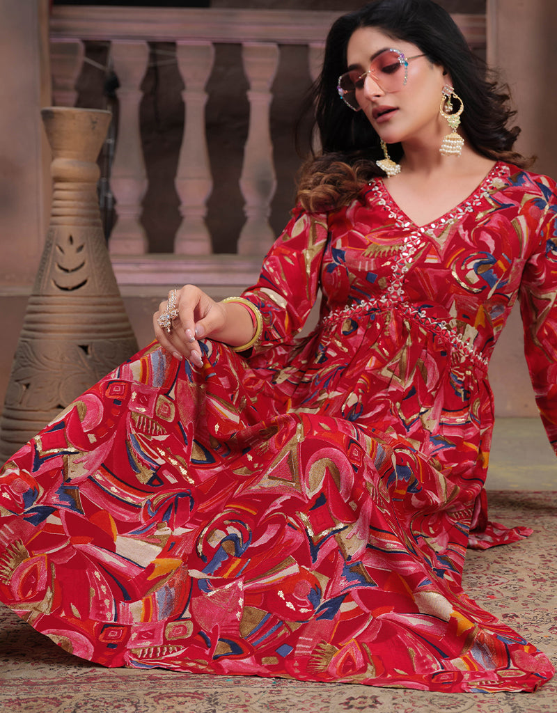 Traditional Function Wear Heavy Readymade Suit Collection Red Premium ...