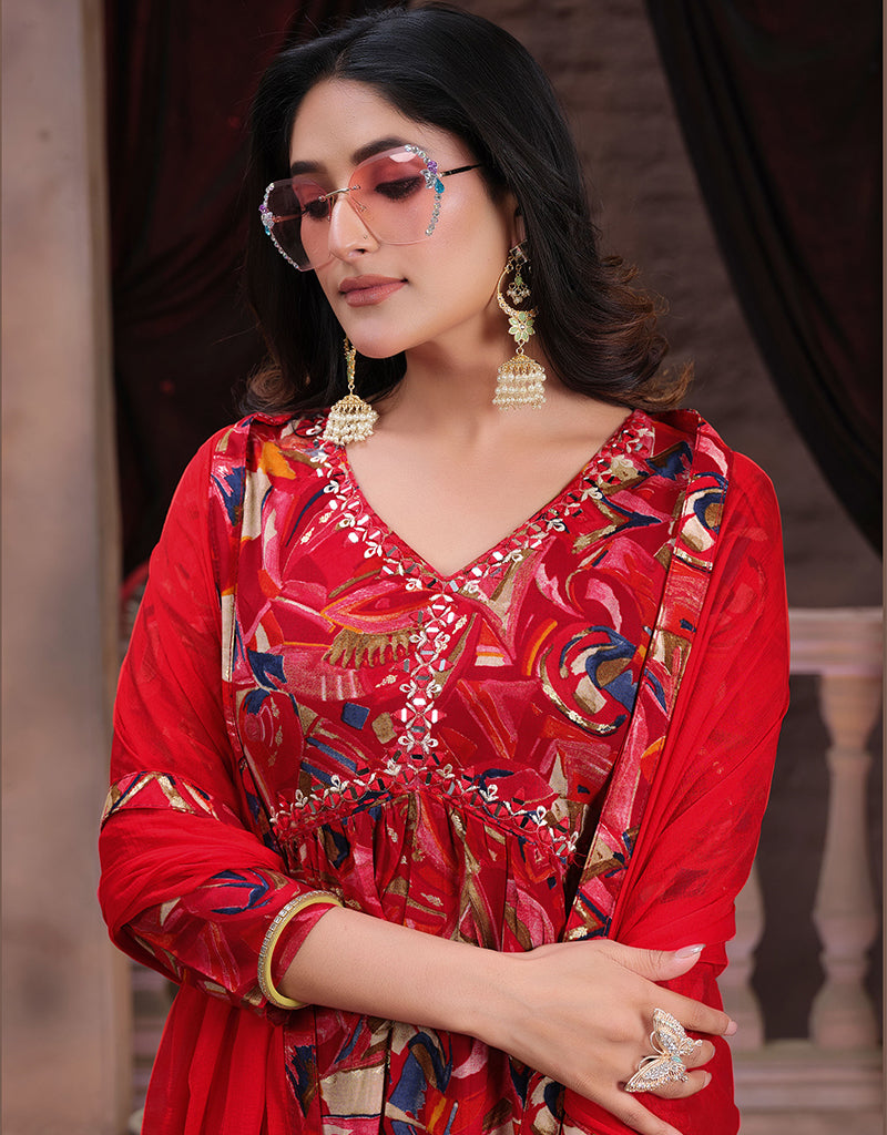 Traditional Function Wear Heavy Readymade Suit Collection Red Premium ...