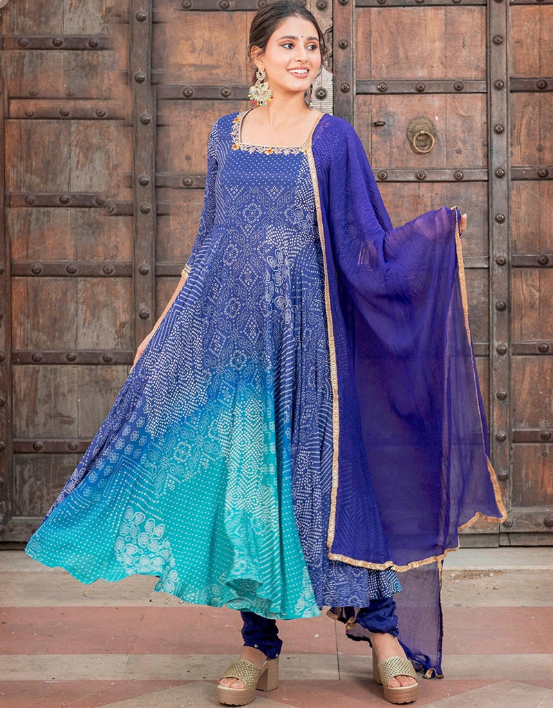 Traditional Function Wear Readymade Anarkali Suit Collection Navy Blue ...