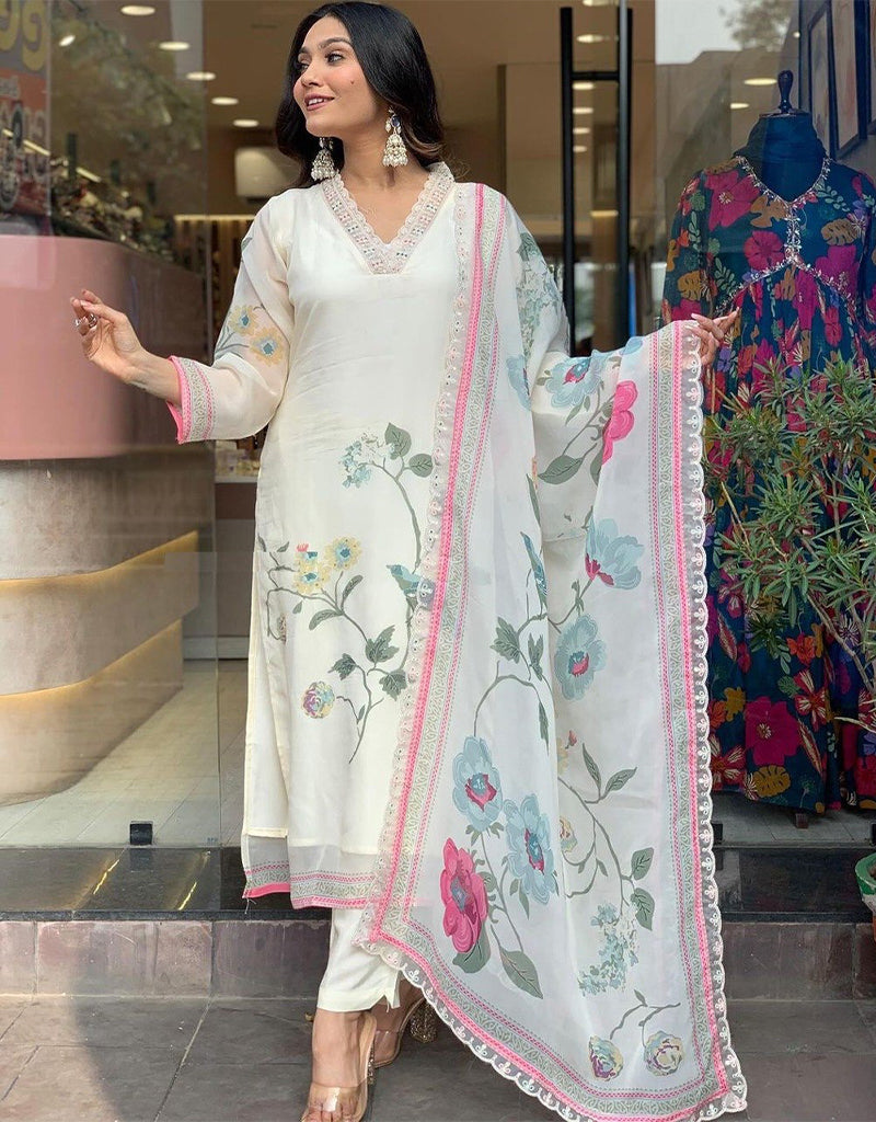 Traditional Function Wear Readymade Suit Collection In White Poly Tabby ...