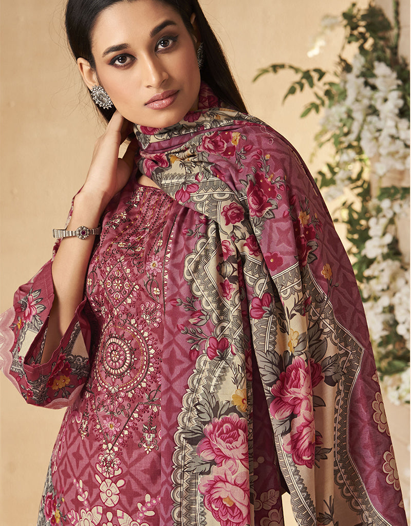 Traditional Function Wear Readymade Suit Collection In Mauve Pure ...