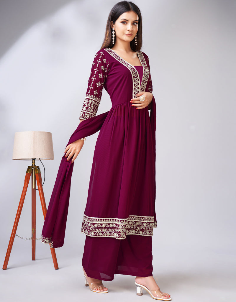 Traditional Function Wear Readymade Suit Collection In Pink Georgette ...