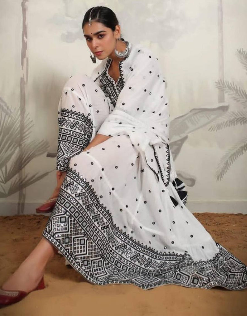 Traditional Function Wear Readymade Suit Collection In White Heavy Faux ...
