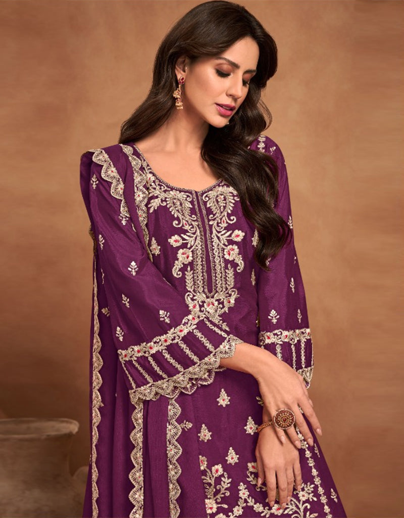 Designer Function Wear Heavy Salwar Suit Collection In Purple Heavy ...