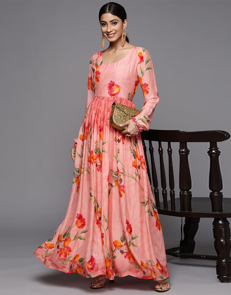 Pink Ethnic Dress Pink Printed Work – Arabic attire