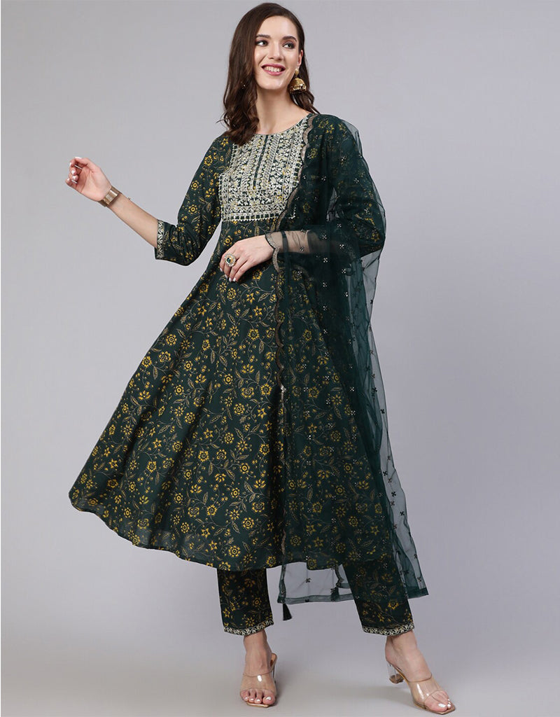 Timber Green Pure Cotton Suit Pant Timber Green Digital Printed Work ...