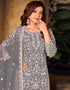 Grey Heavy Net Palazzo Suit Grey Heavy Net With Cording Work – Arabic ...