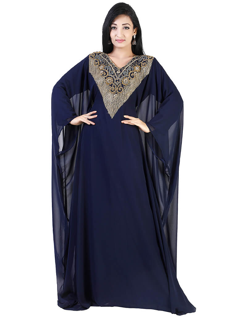 Modern Blue Georgette Hand Zari Embroidery Farasha Farasha, Blue ...