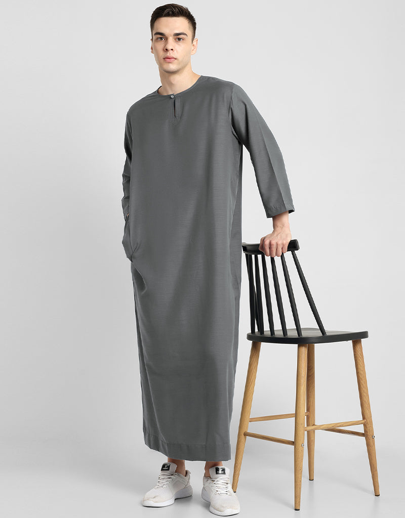 Grey Thobes Cotton Blend Plain Solid Work Grey Plain Solid Work ...