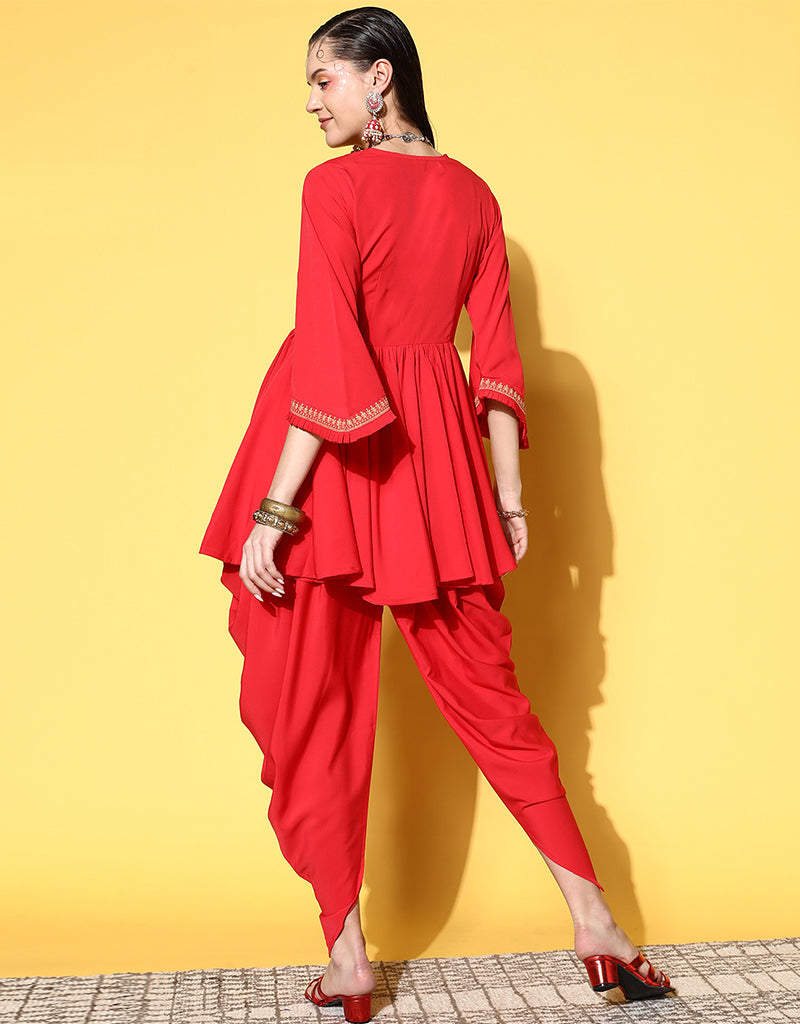 Red Crepe Suit Patiyala Red Solid – Arabic attire