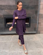 Purple Nirvana Silk Pant Shirt Purple Plain Work – Arabic attire