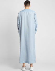 Blue Thobes Cotton Blend Plain Solid Work Blue Plain Solid Work ...