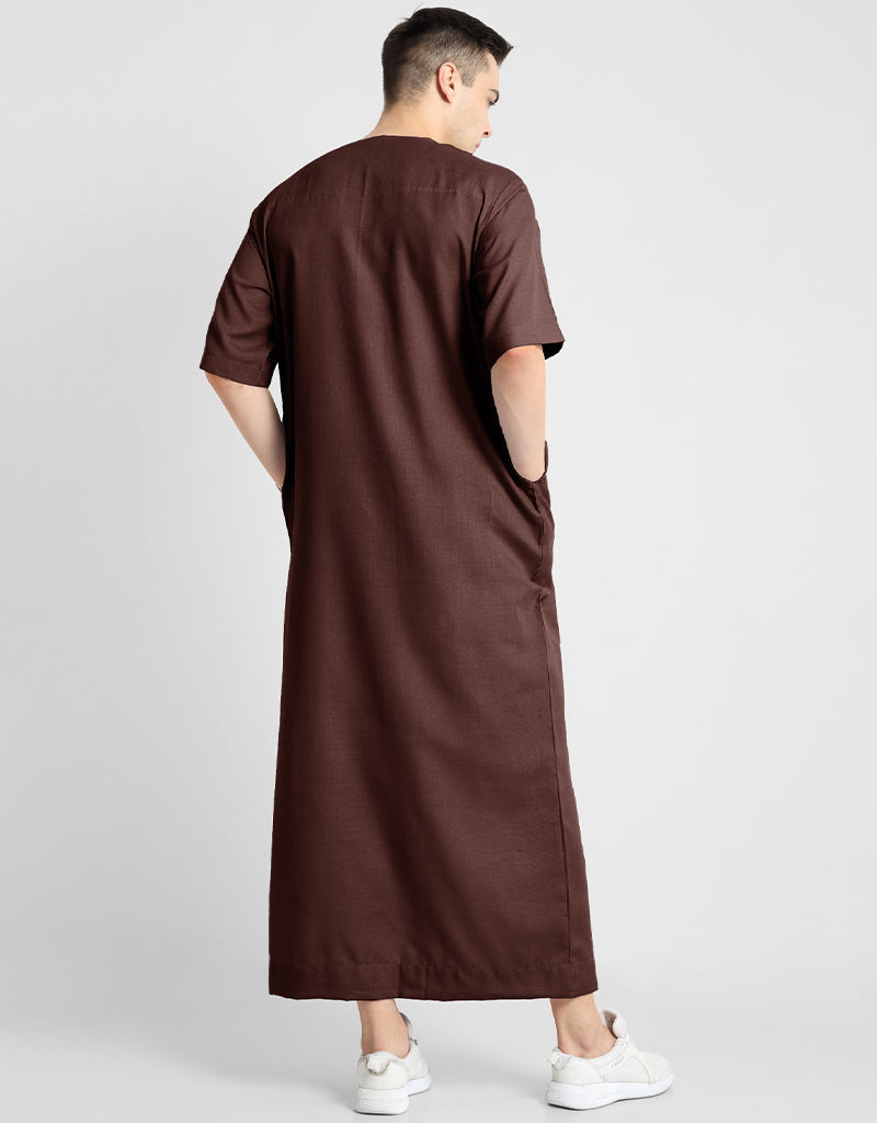 Brown Thobes Cotton Blend Plain Solid Work Brown Plain Solid Work ...