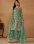 Heavy Designer Wedding Wear Net Salwar Suit In Lunar Green Net With ...