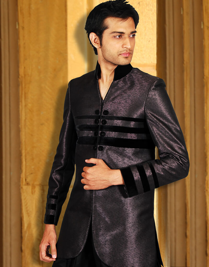 Imperial Purple Indo western Corex Brocade Chudidaar Purple Machine ...