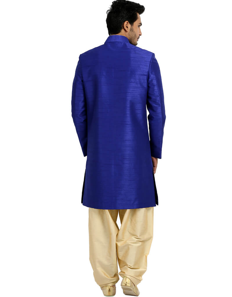 Blue Indo western Raw Silk Dhoti Blue Embroidery Work – Arabic attire