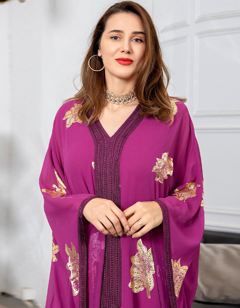 Latest Gold Stamping Chiffon Farasha Kaftans For Women – Arabic attire