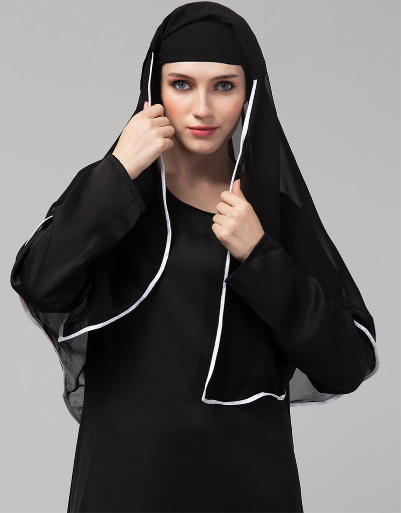 Black Georgette Head Covers Hijab Black – Arabic attire