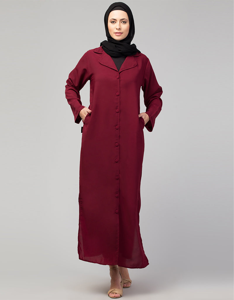 Women Abaya with coat-style collar and self-fabric buttons In the Shade ...