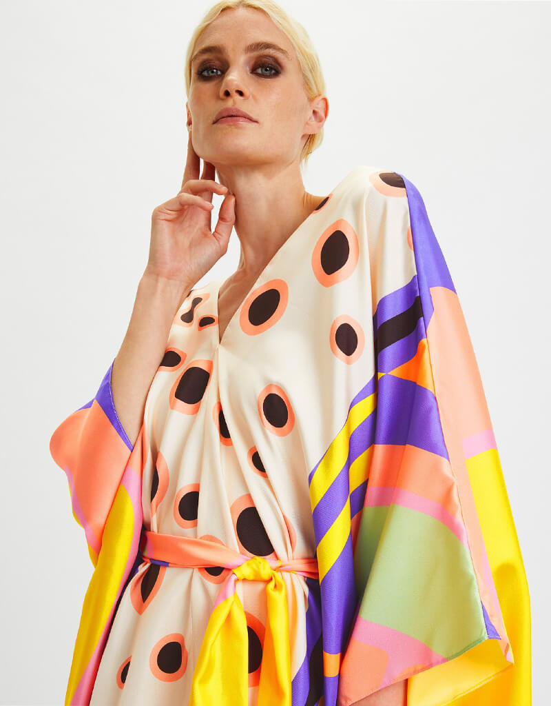Multi Fancy Soft Satin Silk Kaftan Multi Printed – Arabic attire