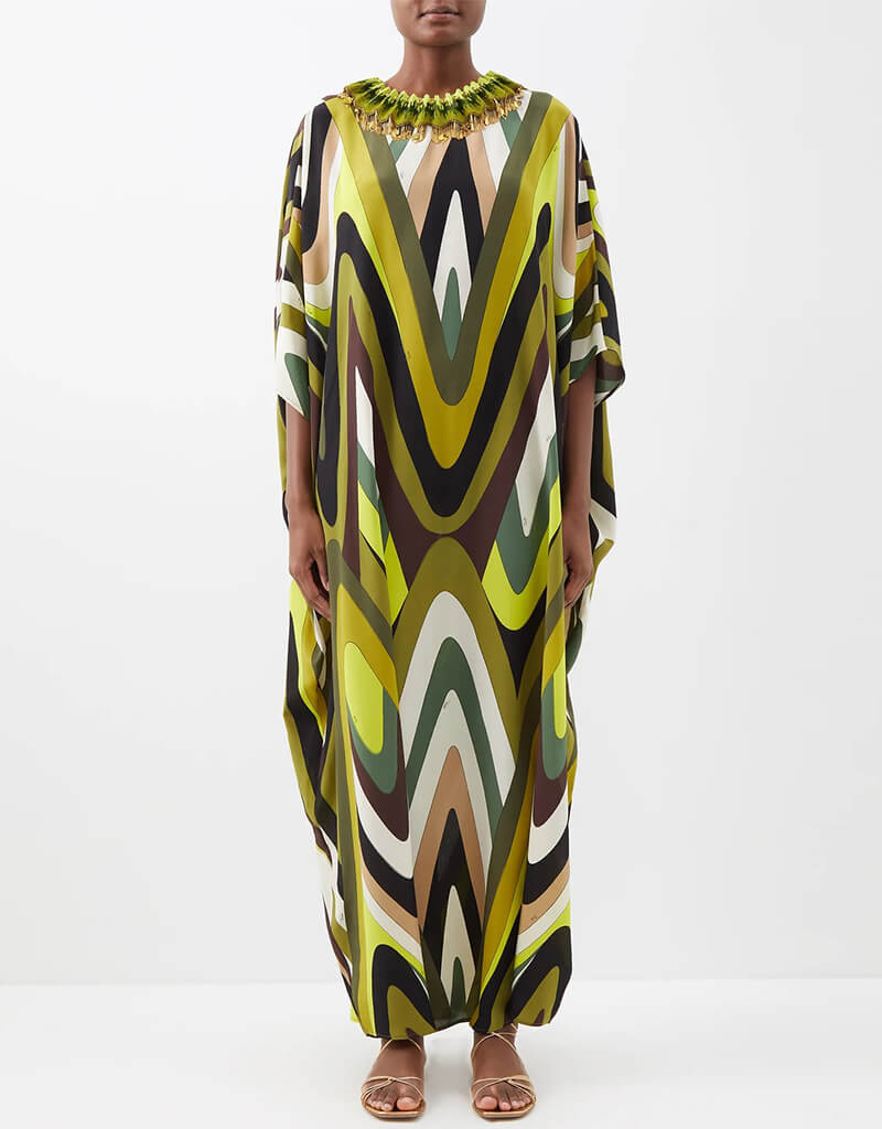 Barf Green Latest Printed Maxi Dress Green Printed Work – Arabic attire