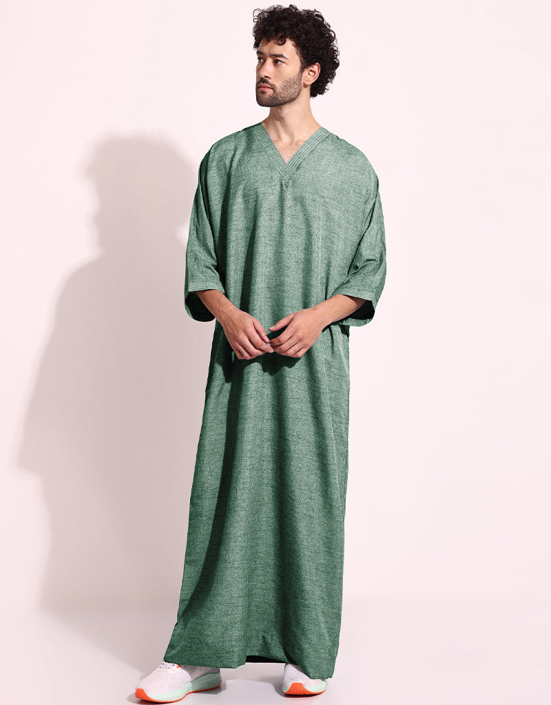 Green Thobes Spun Cotton Digital Printed Work Green Digital Printed ...