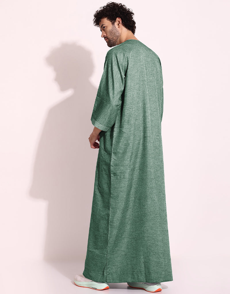 Green Thobes Spun Cotton Digital Printed Work Green Digital Printed ...