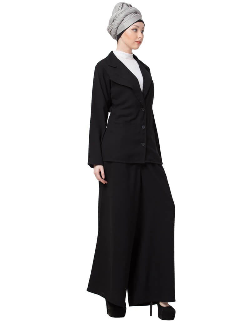 Islamic Executive Two Piece Contemporary Coat Pant Cum Abaya Black ...