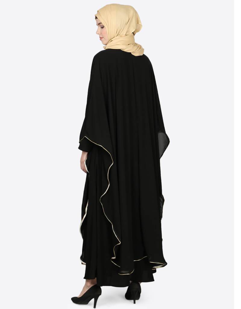 Muslim Butterfly Upper With Inner Peals Abaya Cum Kaftan Black , Modest ...