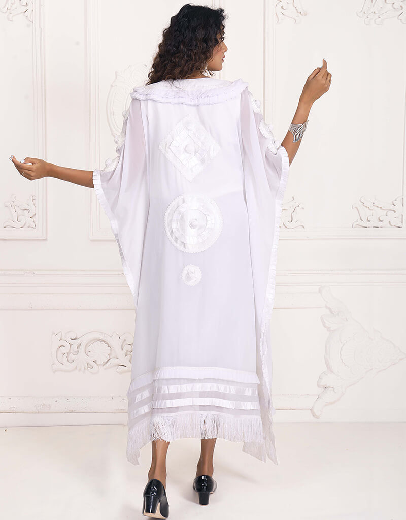 Trendy Pure White Formal Farasha Style Kaftan Farasha, White, Georgette ...