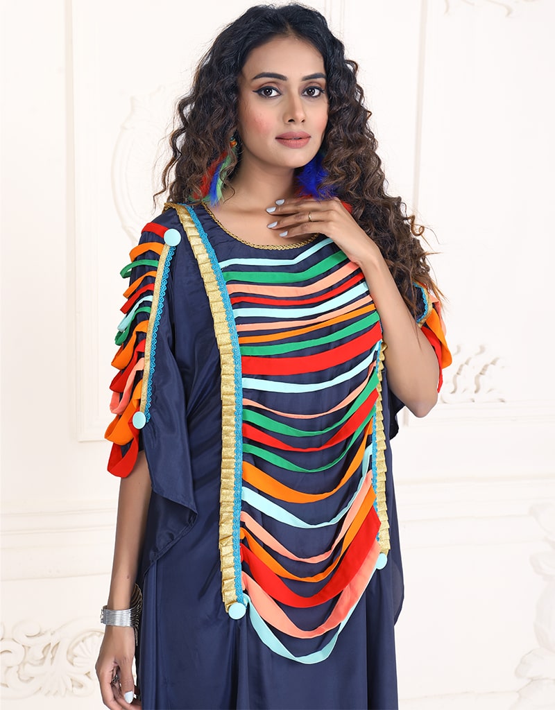 Arabic Nile Blue Color Georette Farasha Kaftan Farasha, Multi ...